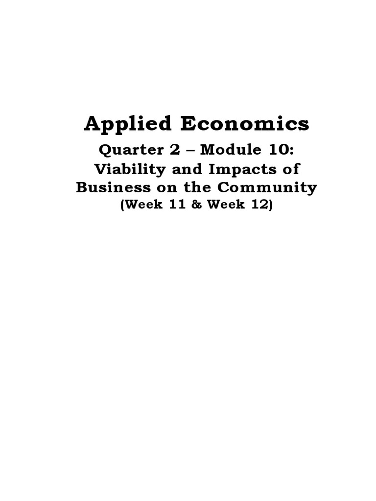 Applied Economic Quarter 2 Module 10 Week 11 12 | PDF | Sustainability ...