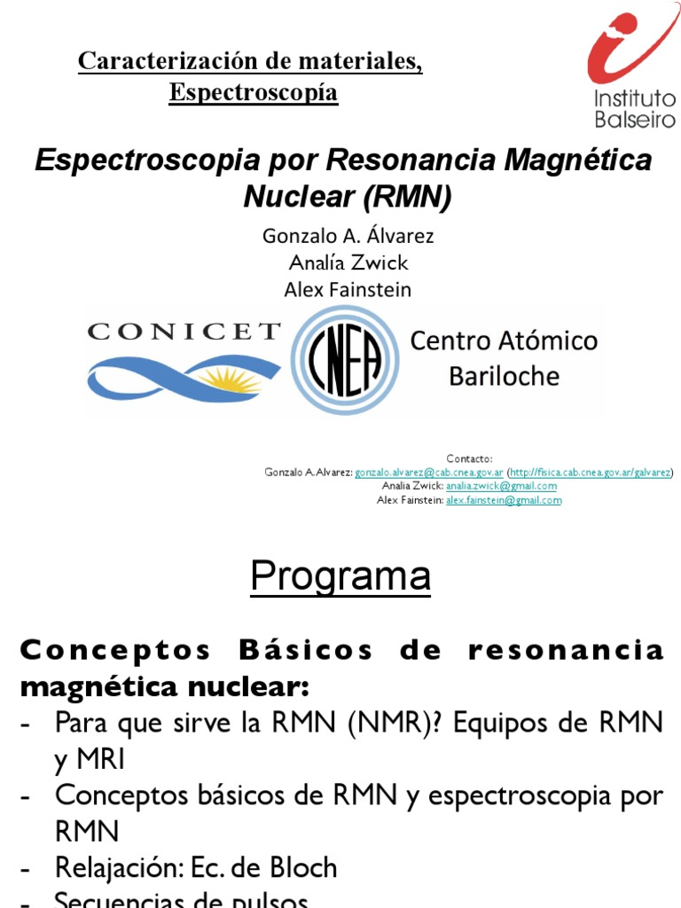 2018 04 18 Materia Espectroscopia RMN Parte1 | PDF | Resonancia ...