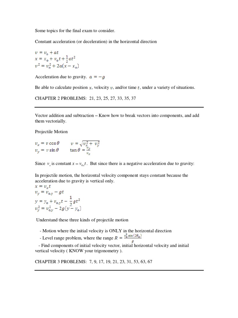 PHY201 Final Topics | PDF | Acceleration | Force