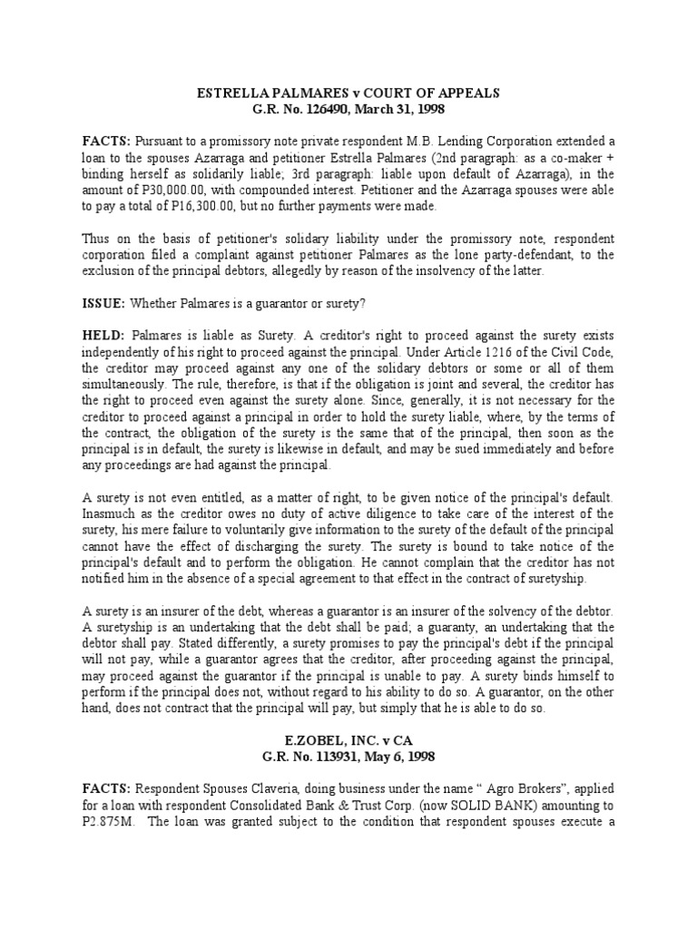 Case | PDF | Surety | Guarantee