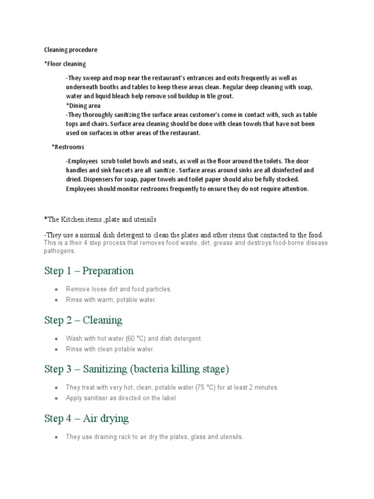 Cleaning Procedure and List of Cleaning Agents | PDF | Public Toilet ...