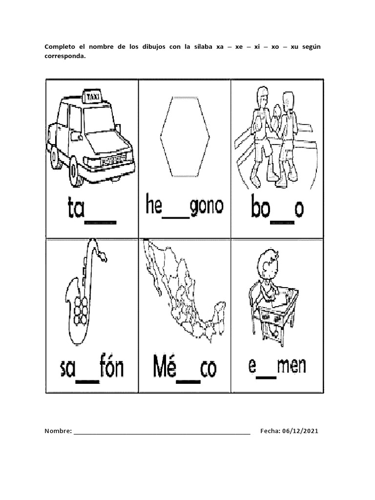 Actividad Sílabas de X | PDF