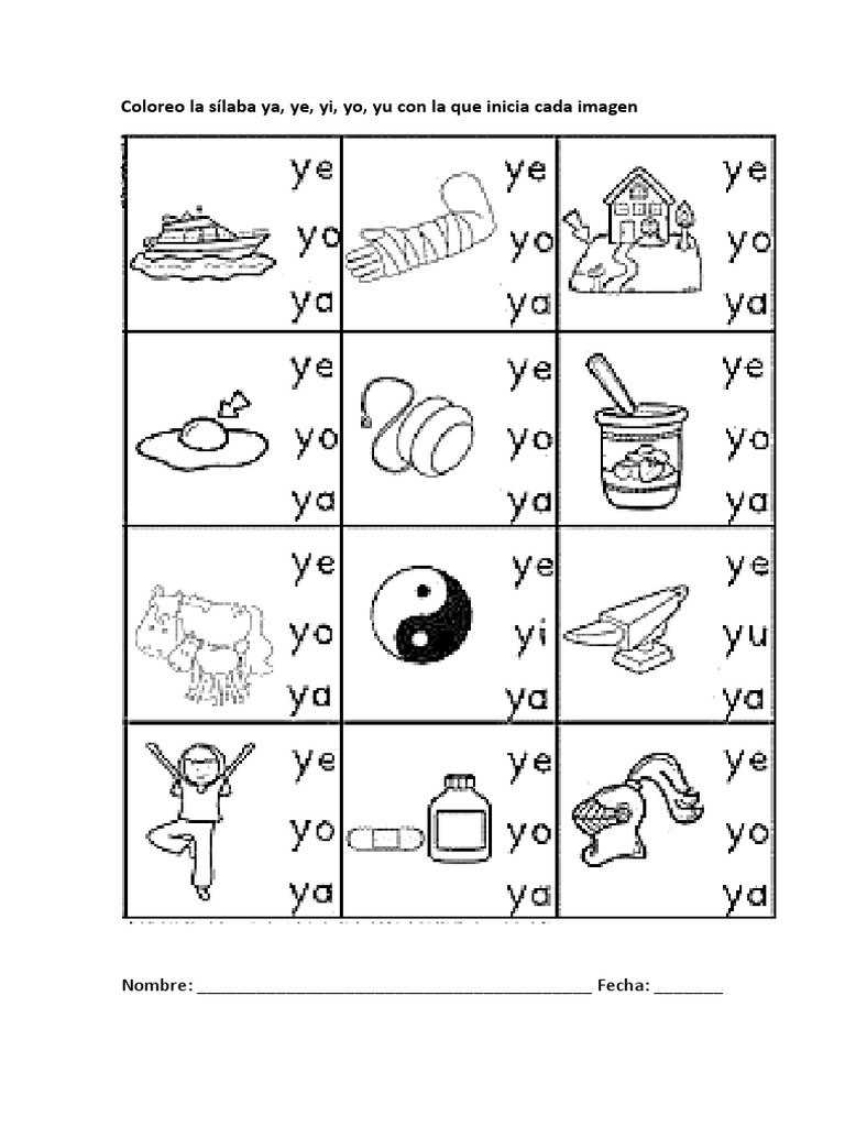 Actividad Sílabas de y | PDF
