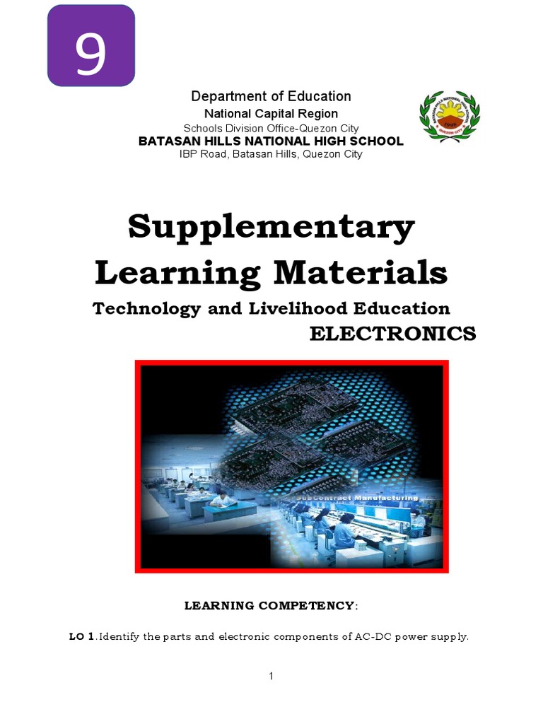 Supplementary Learning Materials: Electronics | PDF | Power Supply ...