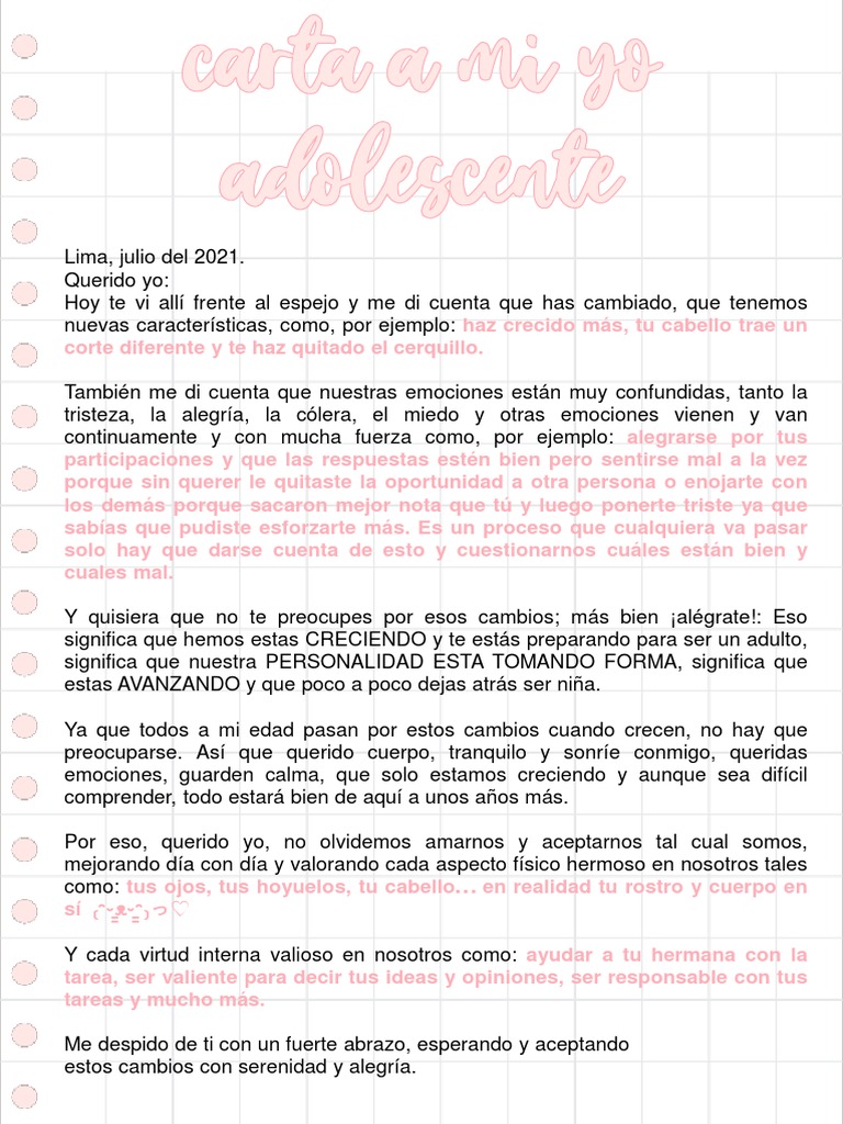 ) Carta A Mi Yo Adolescente | PDF