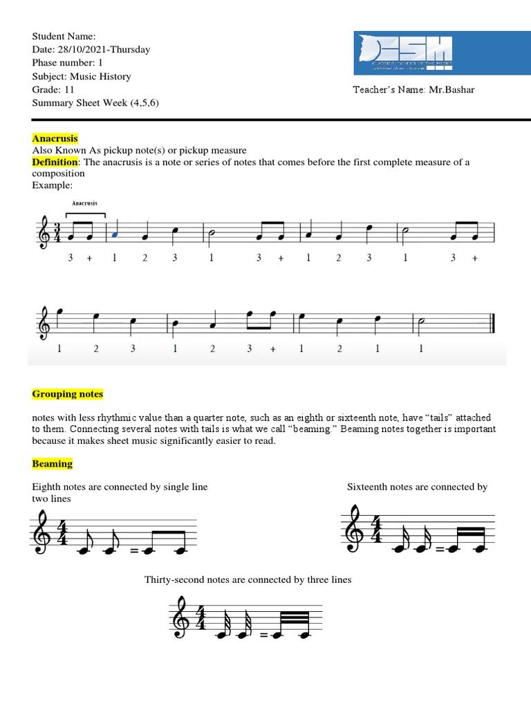 MH Summary Sheet | PDF | Musicology | Musical Forms