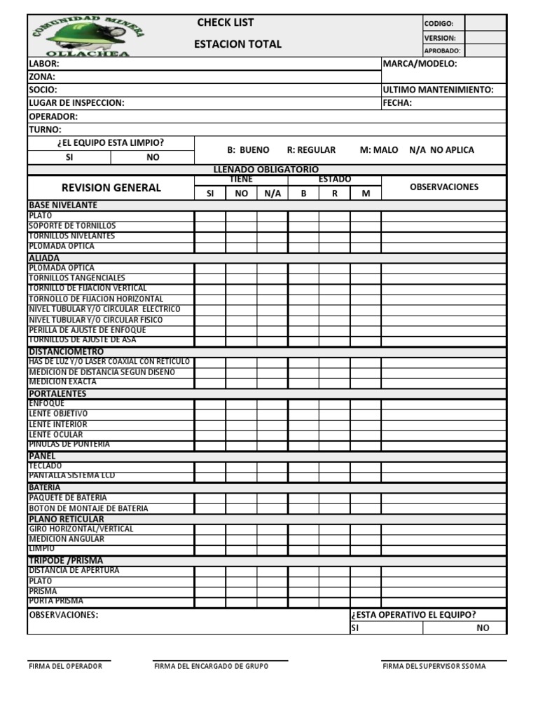 Checklist Estacion Total-1 | PDF