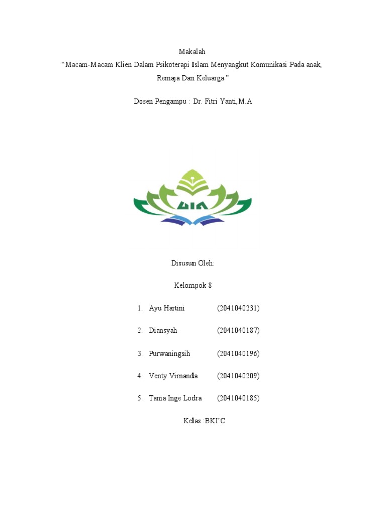 Klien Psikoterapi Islam: Komunikasi Anak & Keluarga | PDF | Karier ...