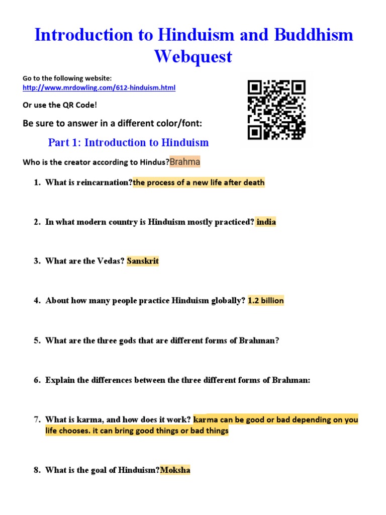 Hinduism-and-Buddhism-Webquest-1ru1kl8 | PDF | Moksha | Gautama Buddha