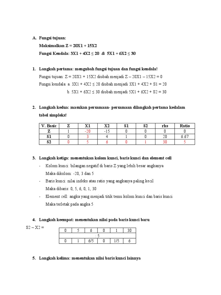 Tugas 3 Riset Operasional Metode Simpleks Maks | PDF