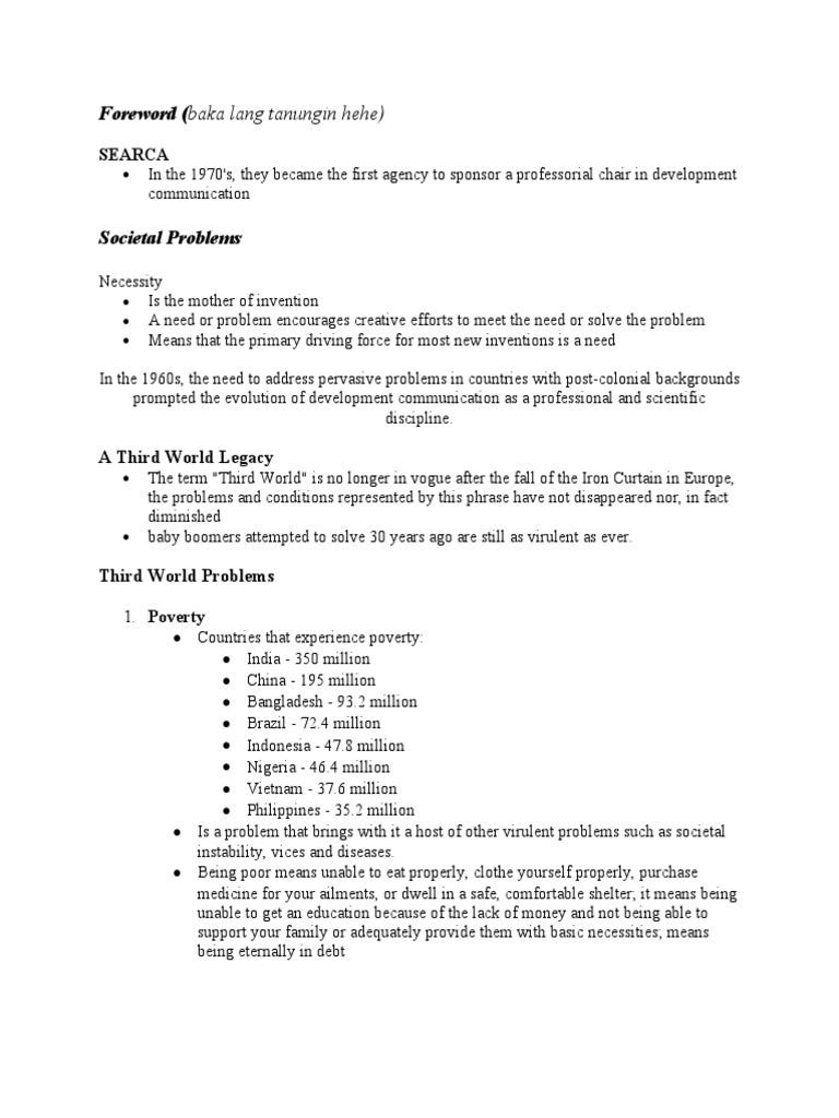 Introduction To Development Communication | PDF | Malnutrition | Poverty