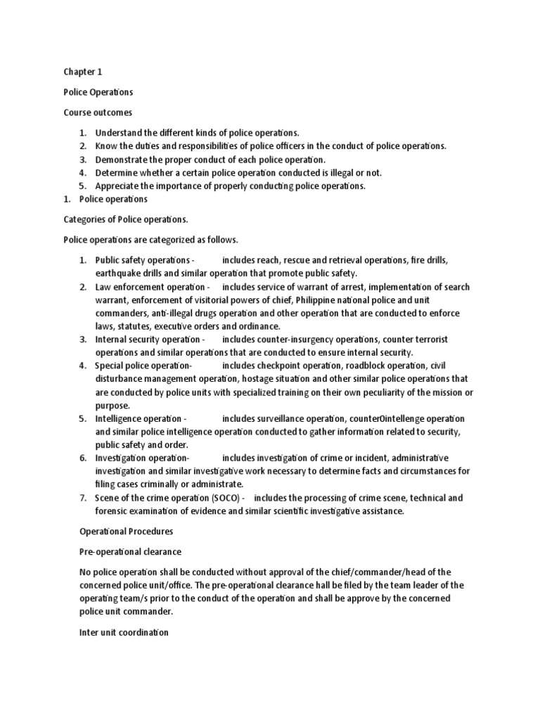 Police Operations: Understanding Categories, Procedures, and Guidelines ...