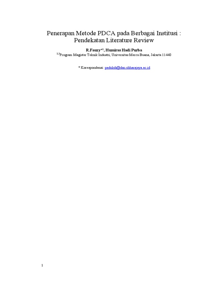Penerapan Metode PDCA dalam Meningkatkan Kualitas Proses Produksi di Berbagai Institusi | PDF