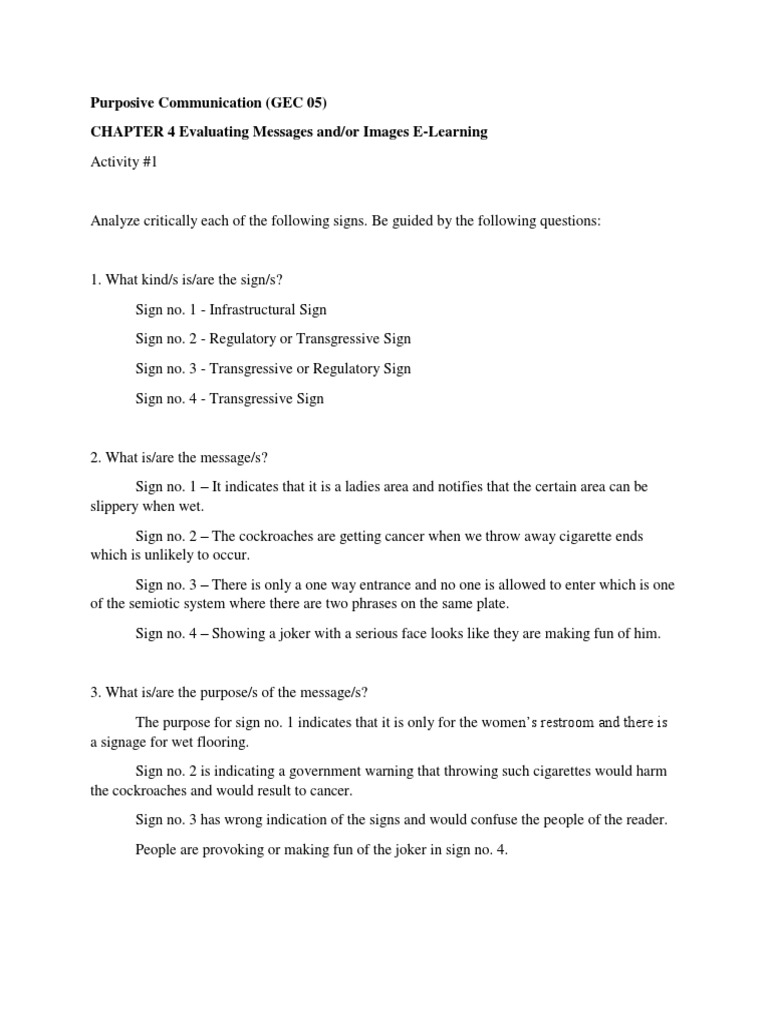 Purposive Communication Outputs 1-3 | PDF | Medicine | Educational ...