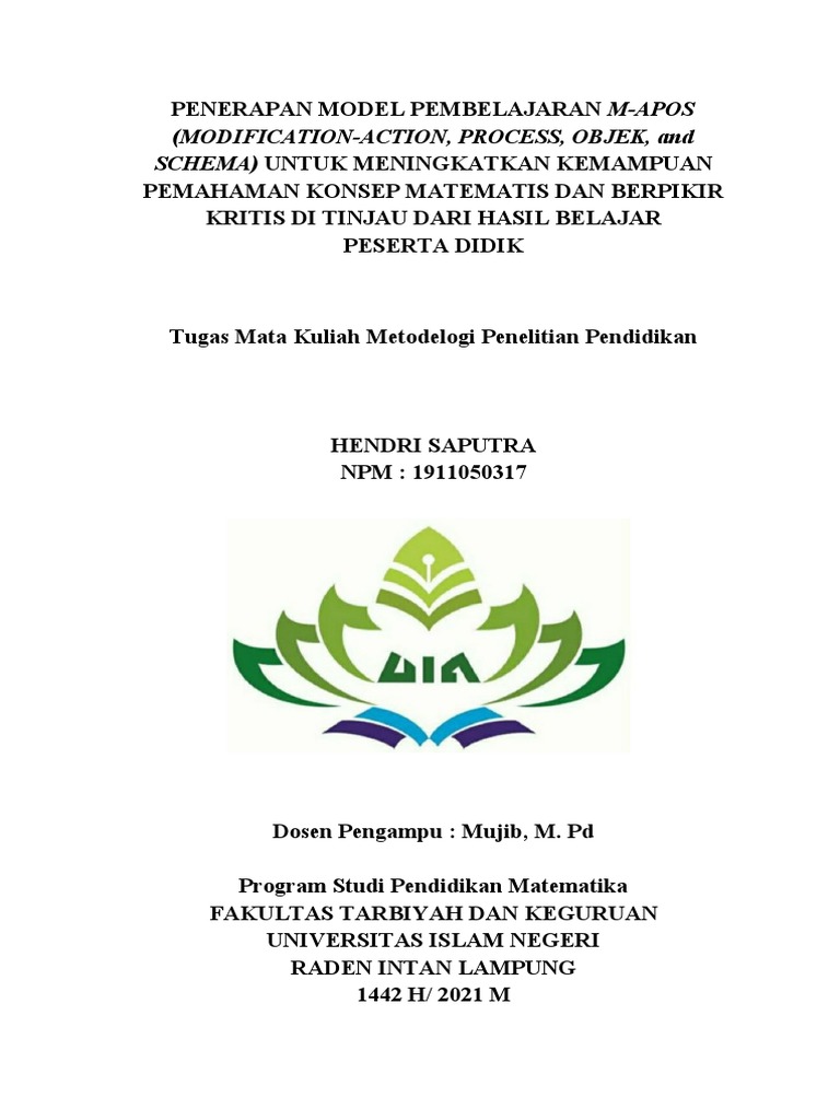 Proposal - Hendri Saputra | PDF | Karier & Perkembangan