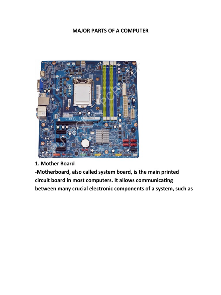 Major Parts of Computer | PDF | Hard Disk Drive | Central Processing Unit