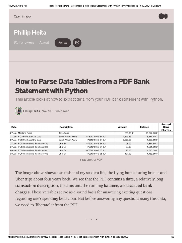 How To Parse Data Tables From A PDF Bank Statement With Python - by ...