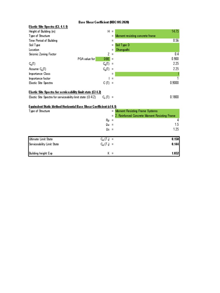 NBC 105-2020 Base Shear Calculation | PDF | Structural Engineering ...