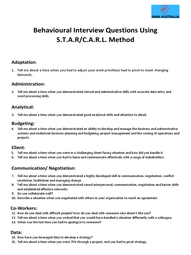 Effective Interview Techniques: A Guide to Using the STAR/CARL Method ...
