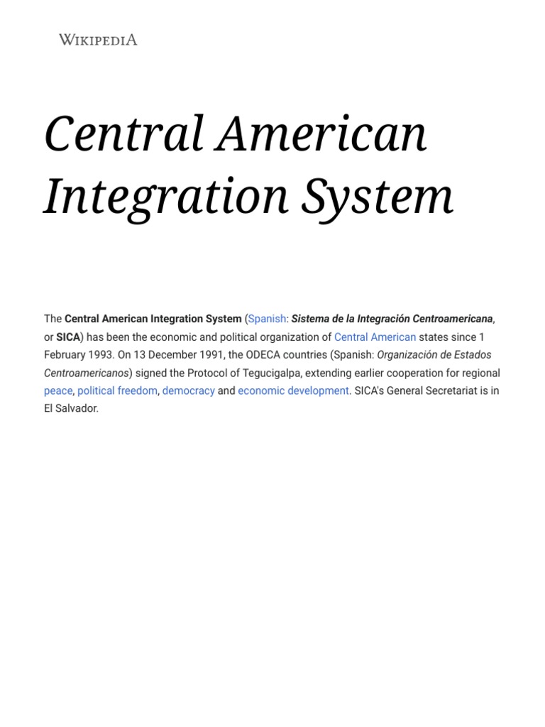 Central American Integration System | PDF | Trade | Central America