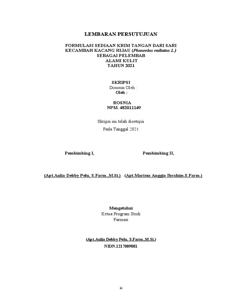 Lembaran Persetujuan Proposal Nur | PDF