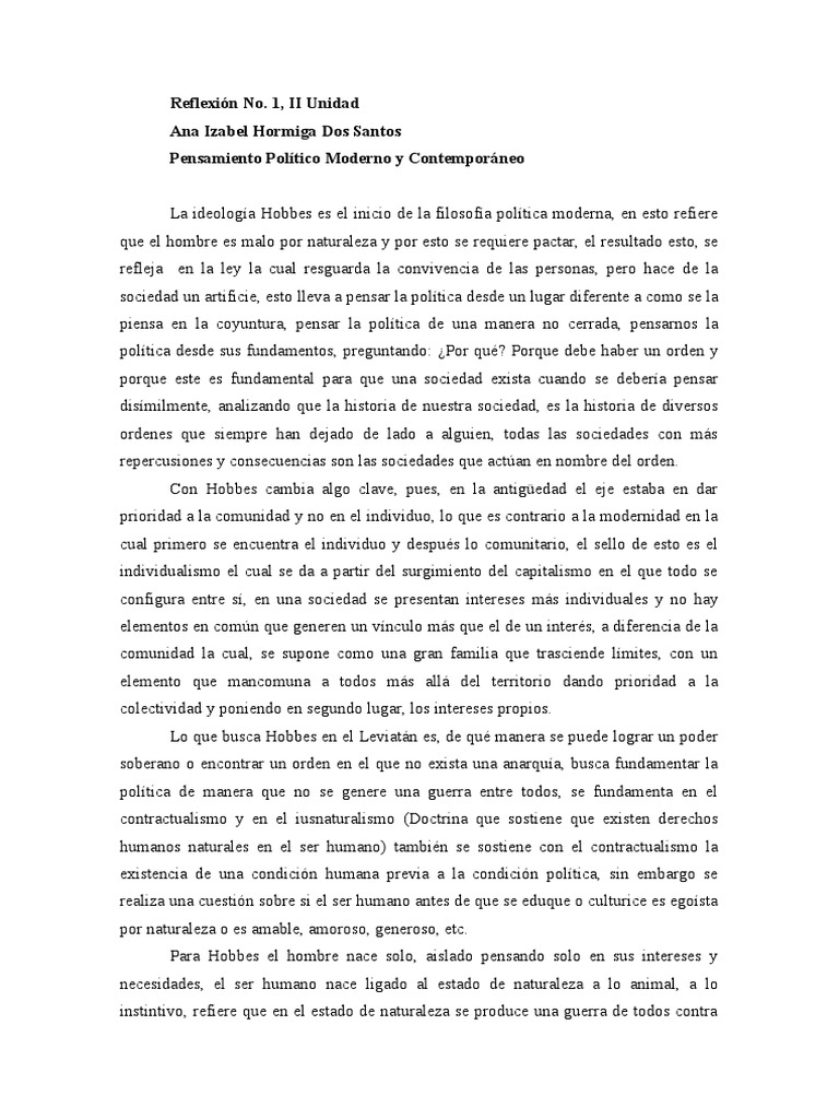 Hobbes y el Pacto Social en Política Moderna | PDF | Contrato social ...