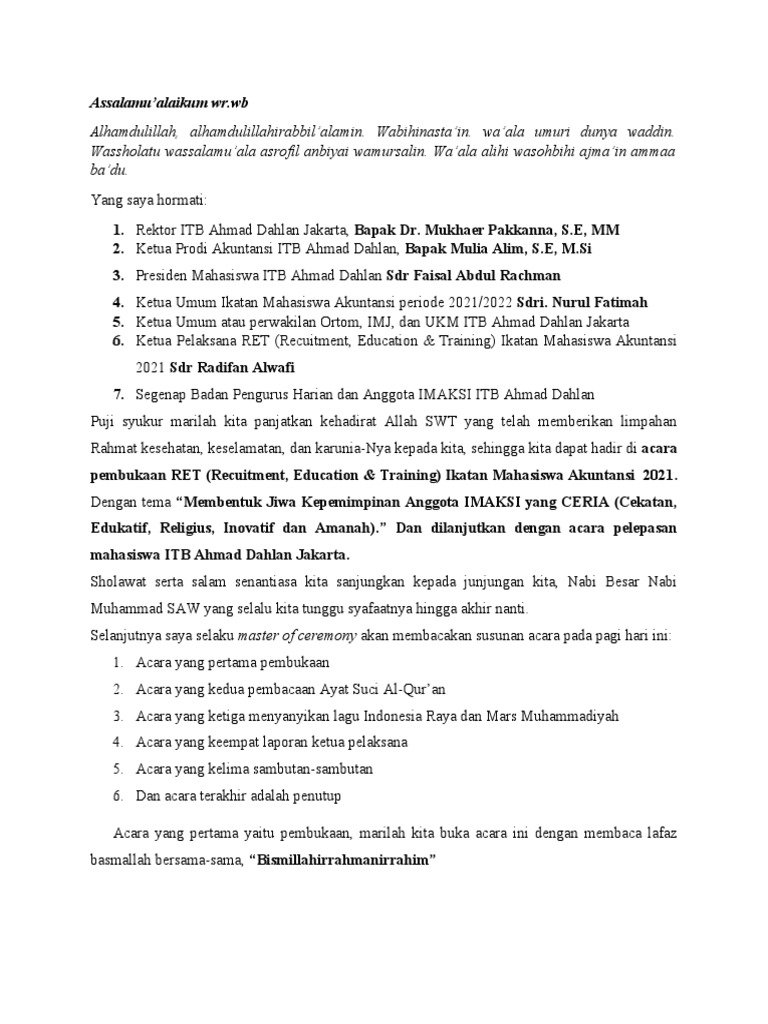 Teks Pembukaan & Pelepasan | PDF