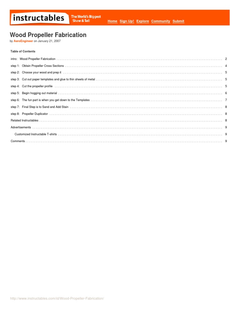 Wood Propeller Fabrication | PDF | Sheet Metal | Propeller