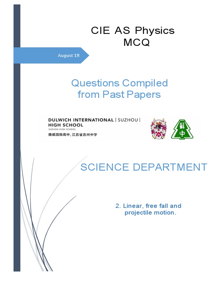CIE AS Physics MCQ: Motion Concepts | PDF | Acceleration | Gases