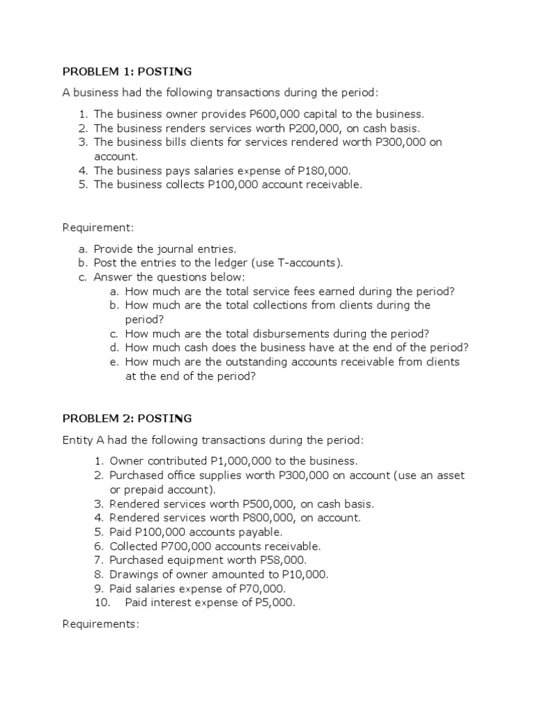 Posting Problems and Worksheet Solutions | PDF | Expense | Business