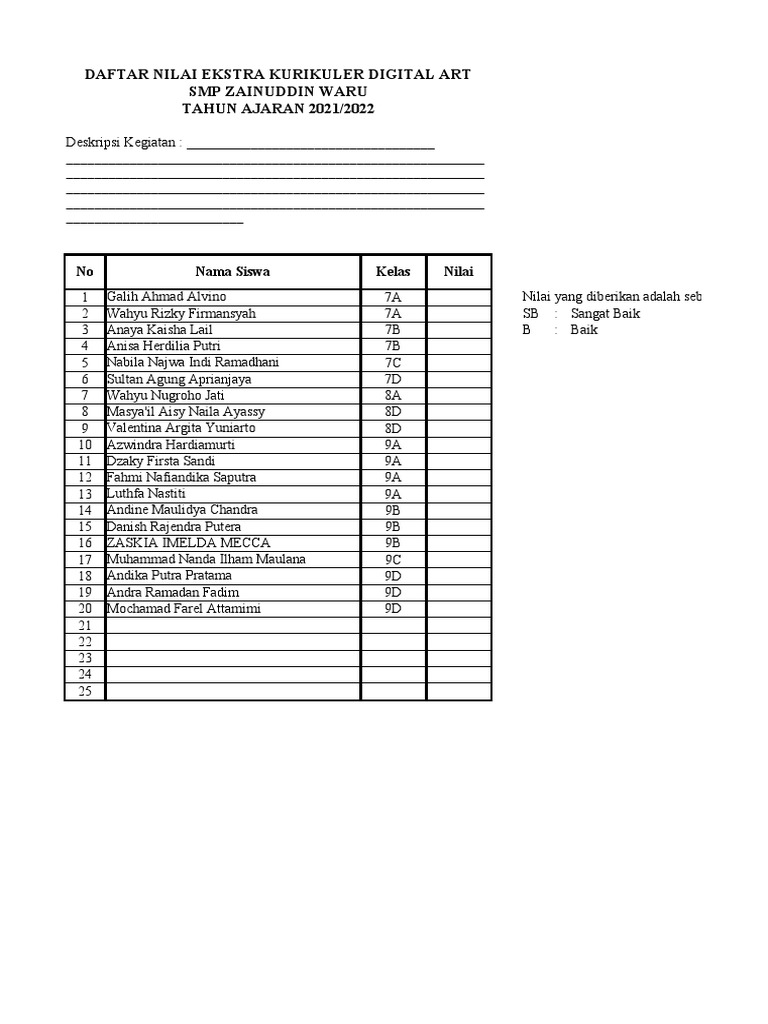Form Nilai Ekstra Public Speaking | PDF