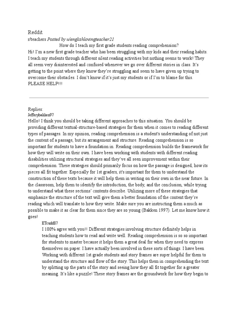 wp2 Final Draft | PDF | Reading Comprehension | Teachers