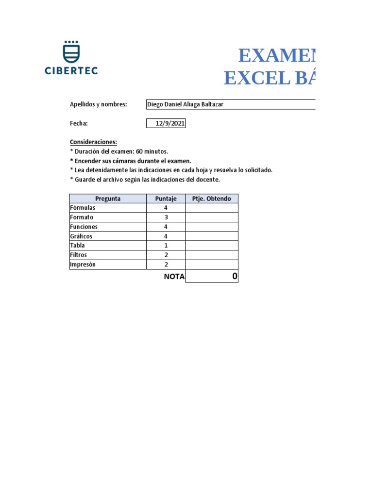 Examen Final - Excel Básico 2019 Nuevo | PDF
