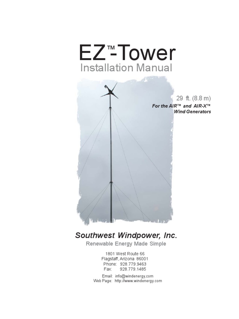EZ - Tower: Installation Manual | PDF | Wind Power | Energy Development
