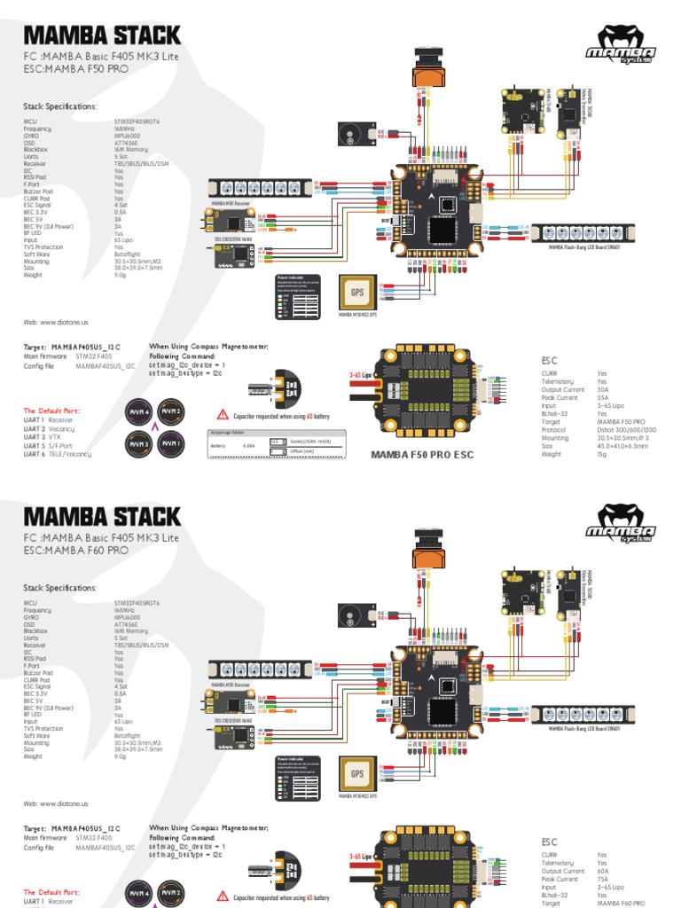 Mamba Stack: Esc:Mamba F50 Pro FC:MAMBA Basic F405 MK3 Lite | PDF ...