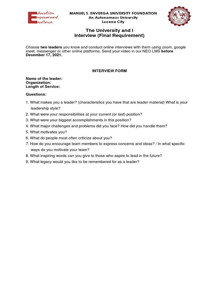 Interview Form | PDF