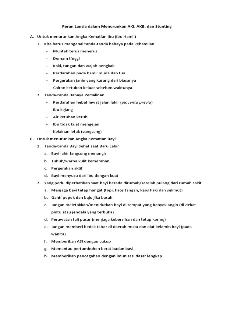 Materi Kelas Lansia Menurunkan AKI, AKB & Stunting | PDF | Kesehatan Holistik | Sains & Matematika
