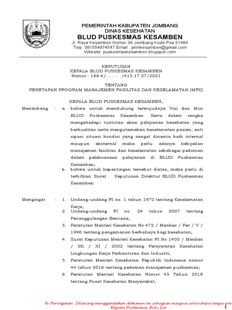 1.4.1.1 SK Penetapan Program MFK | PDF