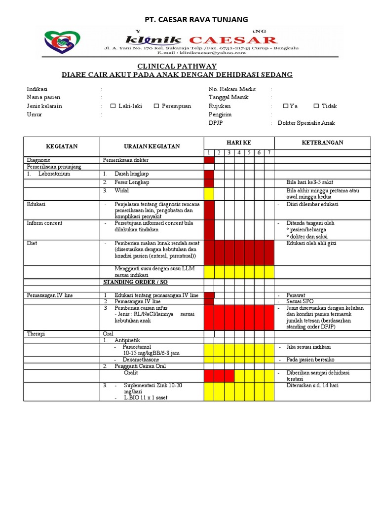 CLINICAL PATHWAY Diare Akut Dehidrasi Sedang | PDF