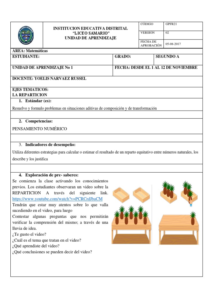 Ejercicios de Reparto para Segundo Grado | PDF | División (Matemáticas ...