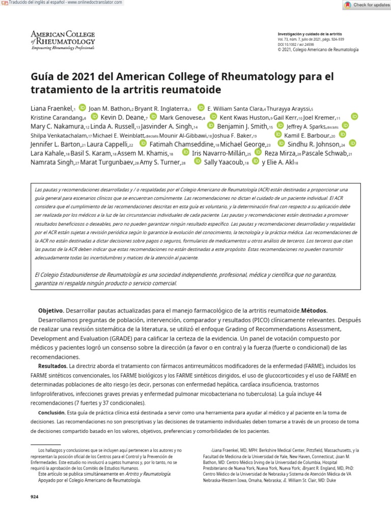 2021 ACR Guideline For Treatment Rheumatoid Arthritis Early View - En ...