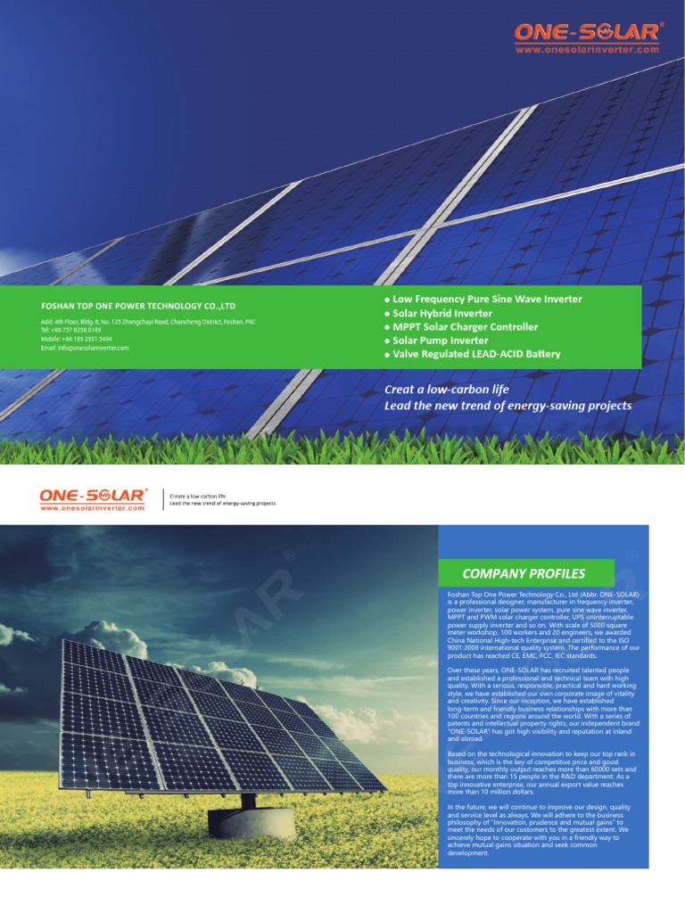 ONE-SOLAR Catalog | PDF | Power Inverter | Battery Charger