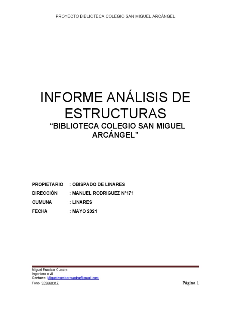 Informe Análisis de Estructuras | PDF | Hormigón | Construcción