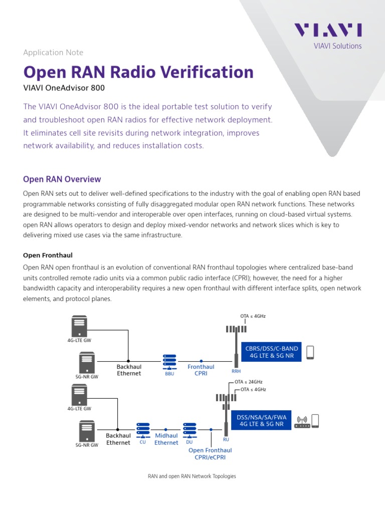 Open Ran Radio Verification: Viavi Oneadvisor 800 | PDF | Optical Fiber ...