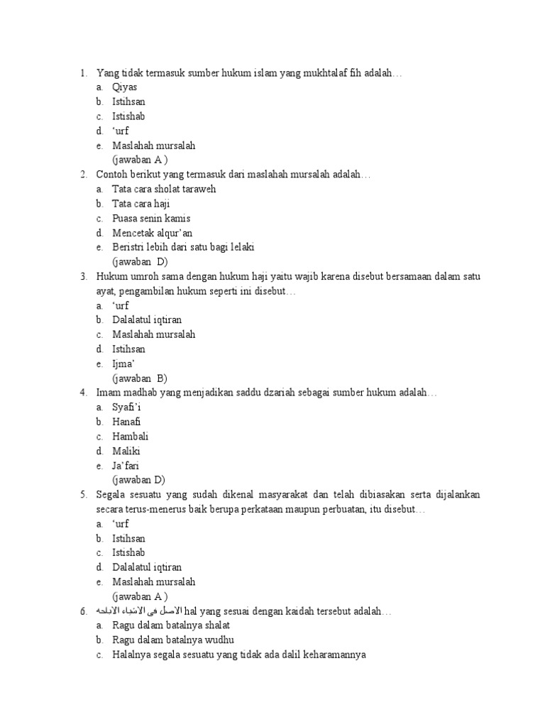 Soal Ushul Fikih Kelas XI | PDF