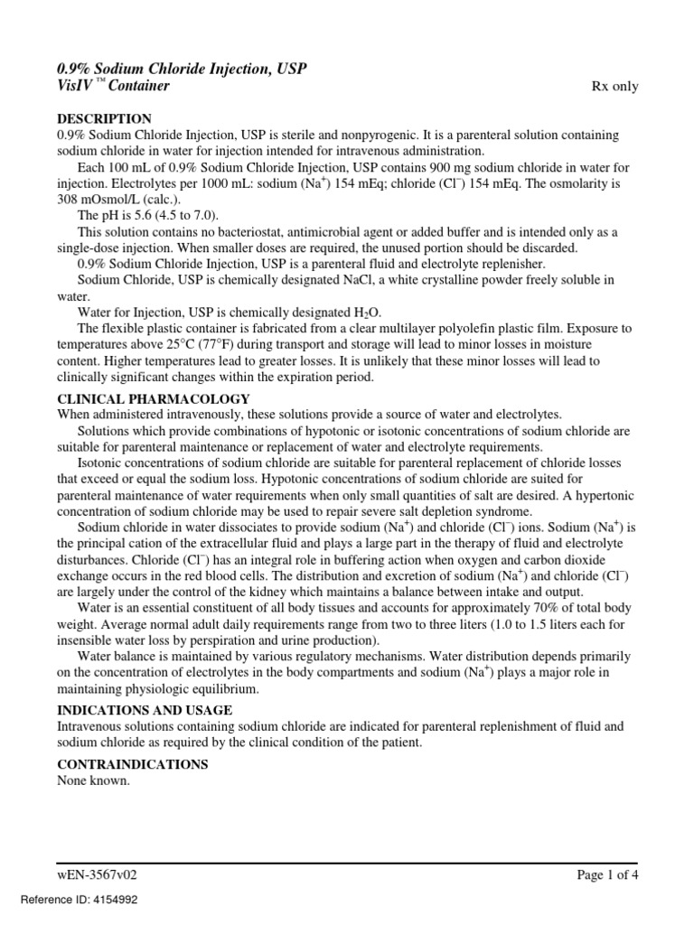 0.9% NaCl or Plain NSS | PDF | Wellness