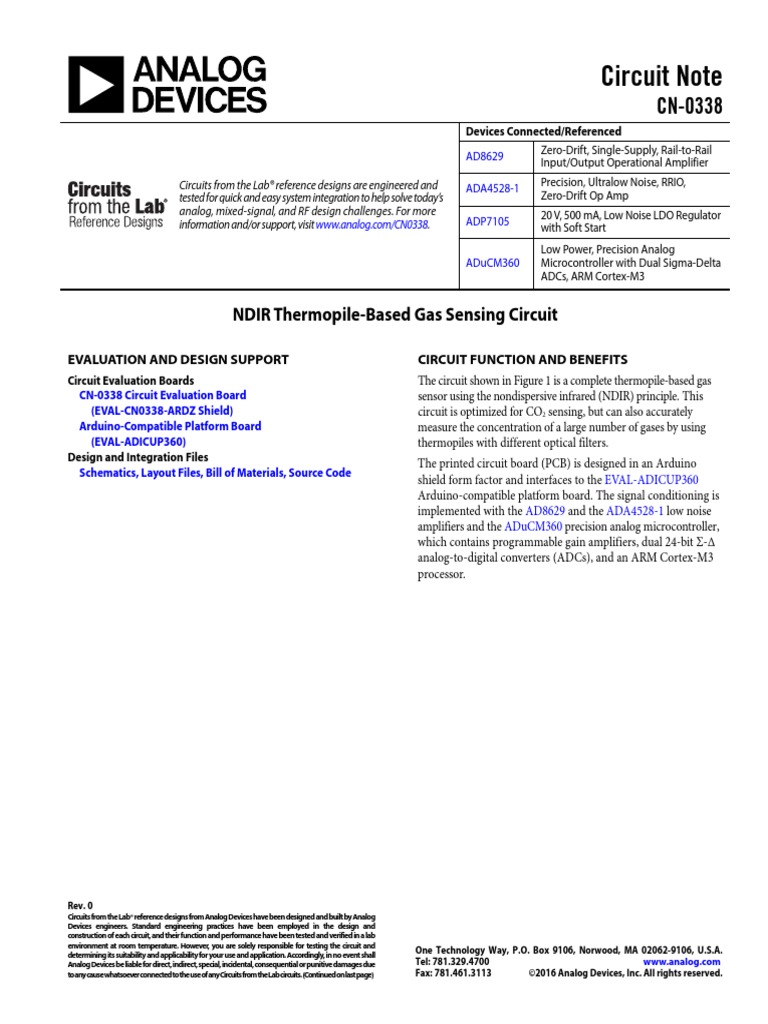 Circuit Note: NDIR Thermopile-Based Gas Sensing Circuit | PDF | Thermocouple | Absorption ...