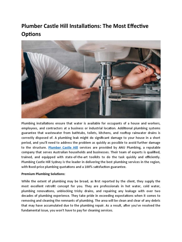 Plumber Castle Hill Installations: The Most Effective Options | PDF ...
