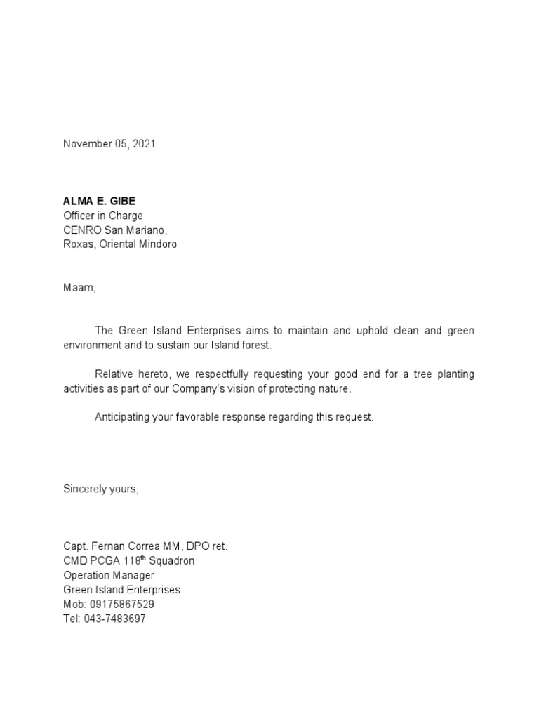 Tree Planting Request by Green Island Enterprises | PDF | Home & Garden