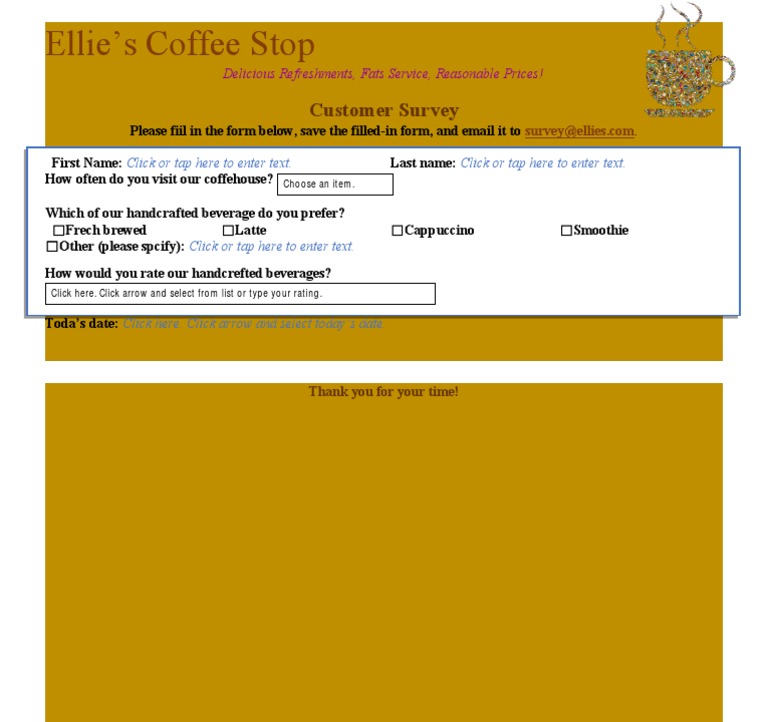 Coffee Shop Project Survey | PDF | Cooking, Food & Wine | Lifestyle
